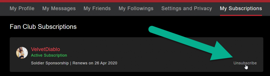 StripChat - Change Subscription