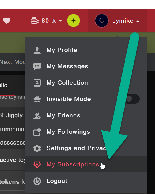 StripChat - Change Subscription